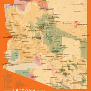 Arizona State Parks & Federal Lands Map 18x24 Poster - Etsy