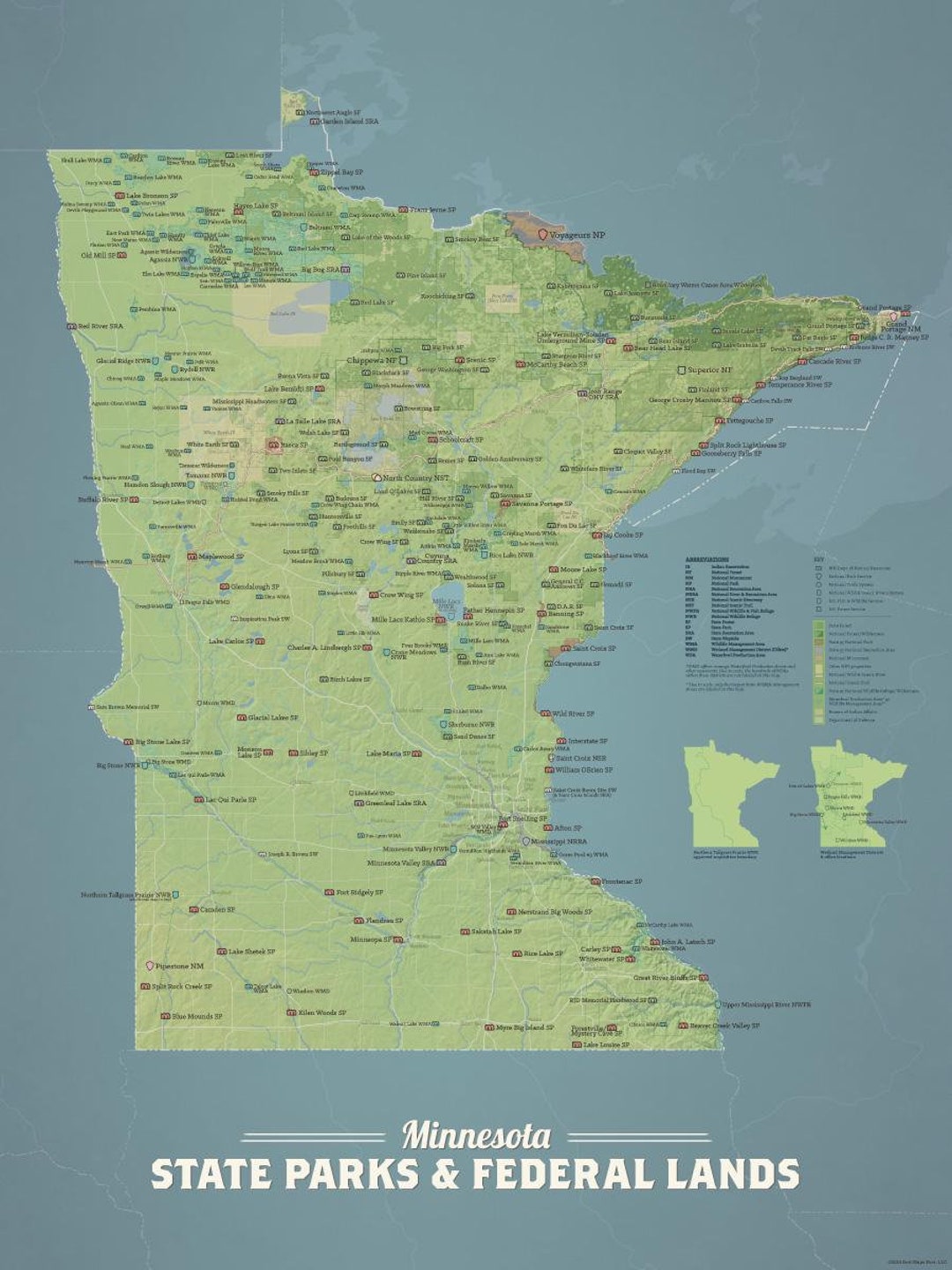 Minnesota State Parks & Federal Lands Map 18x24 Poster - Etsy