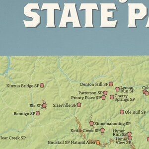 Pennsylvania State Parks Map 11x14 Print - Etsy