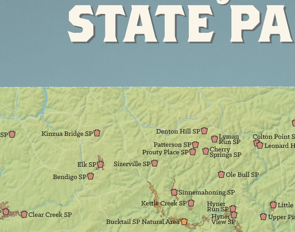 Pennsylvania State Parks Map 11x14 Print - Etsy