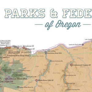 Oregon State Parks & Federal Lands Map 24x36 Poster - Etsy