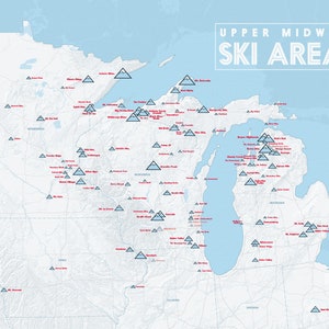 Upper Midwest Ski Resorts Map 18x24 Poster - Etsy