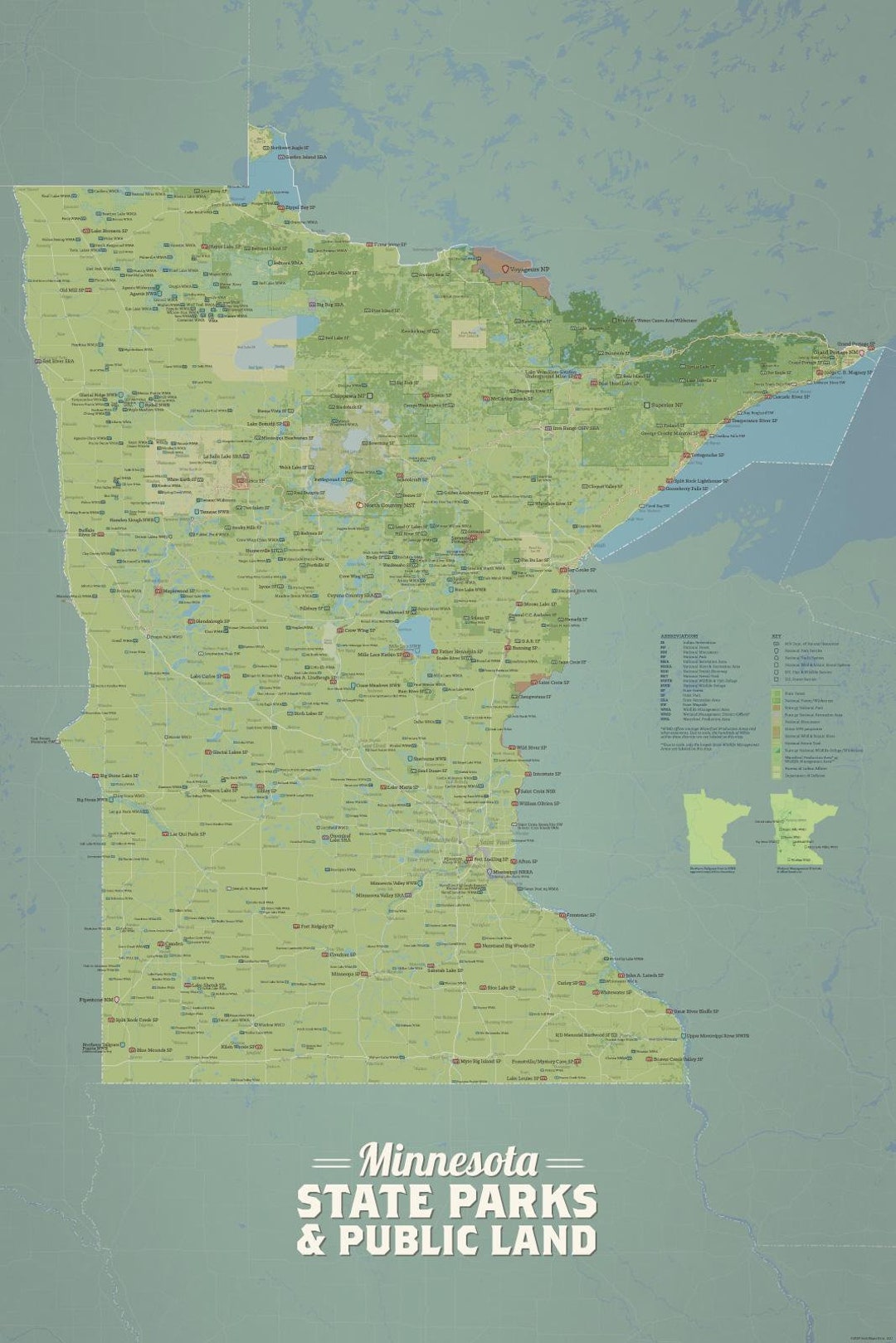 Minnesota State Parks & Public Land Map 24x36 Poster - Etsy