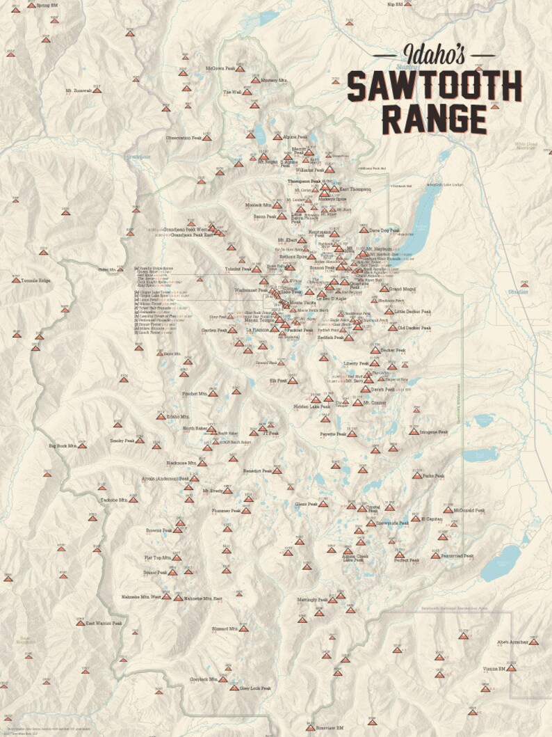Sawtooth Range idaho Climbers' Map 18x24 Poster - Etsy