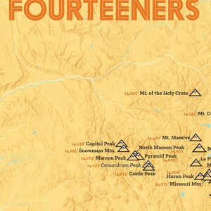 58 Colorado 14ers Map 11x14 Print - Etsy