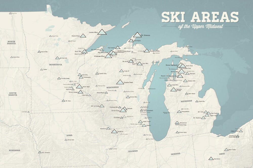 Upper Midwest Ski Resorts Map 24x36 Poster - Etsy