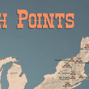 State Highpoints Map 11x14 Print - Etsy