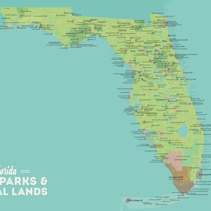 Florida State Parks & Federal Lands Map 24x36 Poster - Etsy