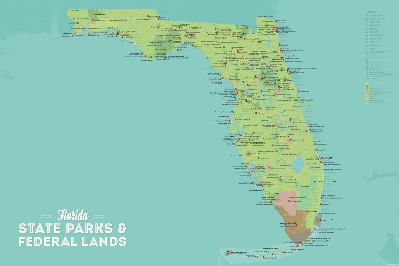 Florida State Parks & Federal Lands Map 24x36 Poster - Etsy