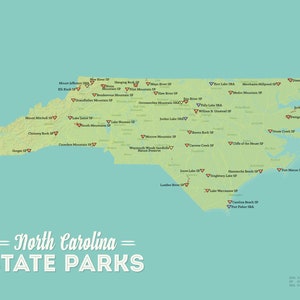 North Carolina State Parks Map 11x14 Print - Etsy