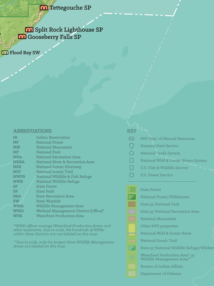 Minnesota State Parks & Federal Lands Map 18x24 Poster | Etsy