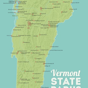 Vermont State Parks Map 11x14 Print - Etsy