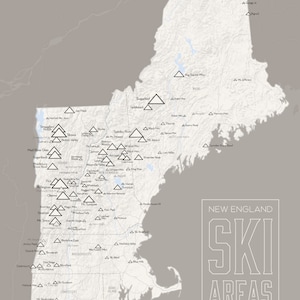 New England Ski Resorts Map 18x24 Poster - Etsy