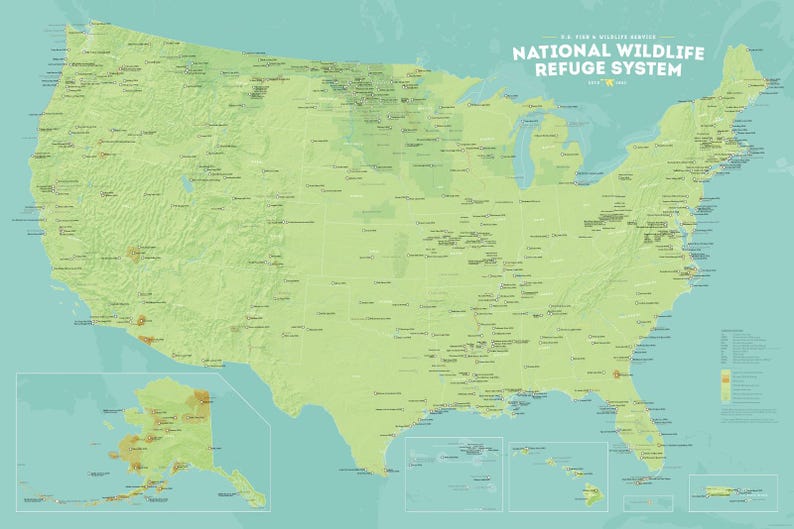 US National Wildlife Refuge System Map 24x36 Poster - Etsy