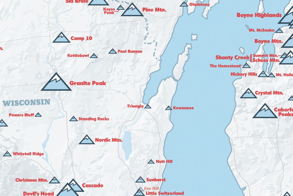 Upper Midwest Ski Resorts Map 24x36 Poster - Etsy