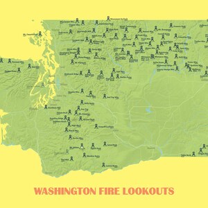 Washington Fire Lookouts Map 11x14 Print - Etsy