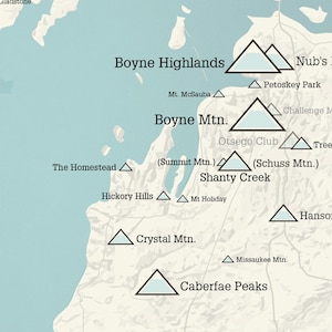 Michigan Ski Resorts Map 18x24 Poster - Etsy