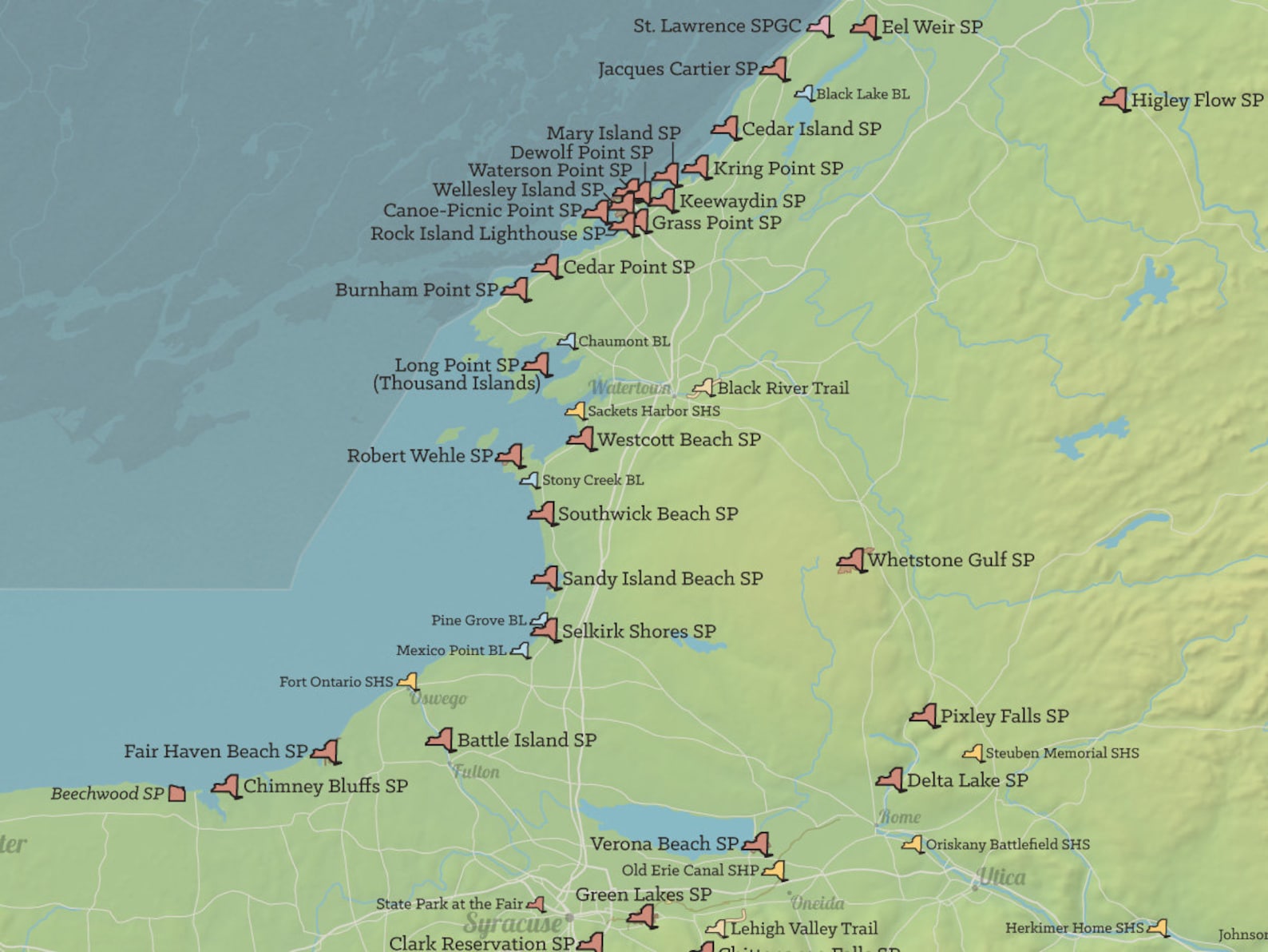 New York State Parks Map 18x24 Poster | Etsy