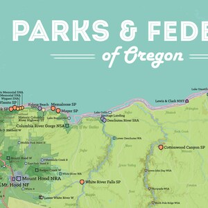 Oregon State Parks & Federal Lands Map 24x36 Poster - Etsy