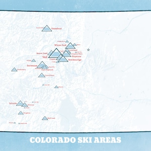 Colorado Ski Resorts Map 18x24 Poster - Etsy