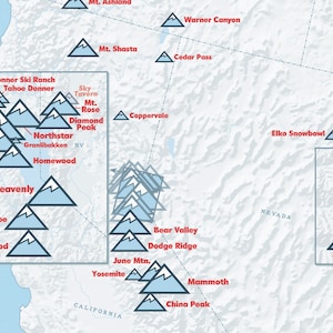 US Ski Resorts Map 24x36 Poster - Etsy