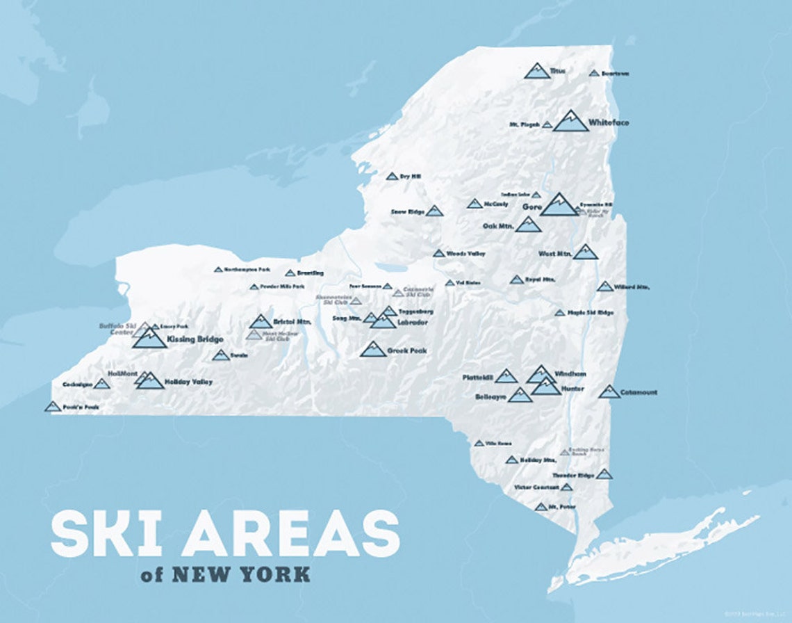 New York Ski Resorts Map 11x14 Print - Etsy