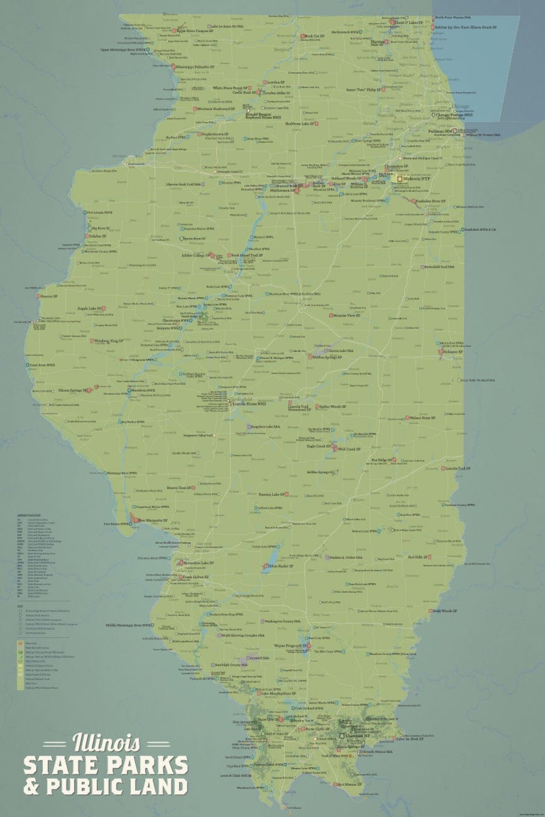 Illinois State Parks & Public Lands Map 24x36 Poster - Etsy