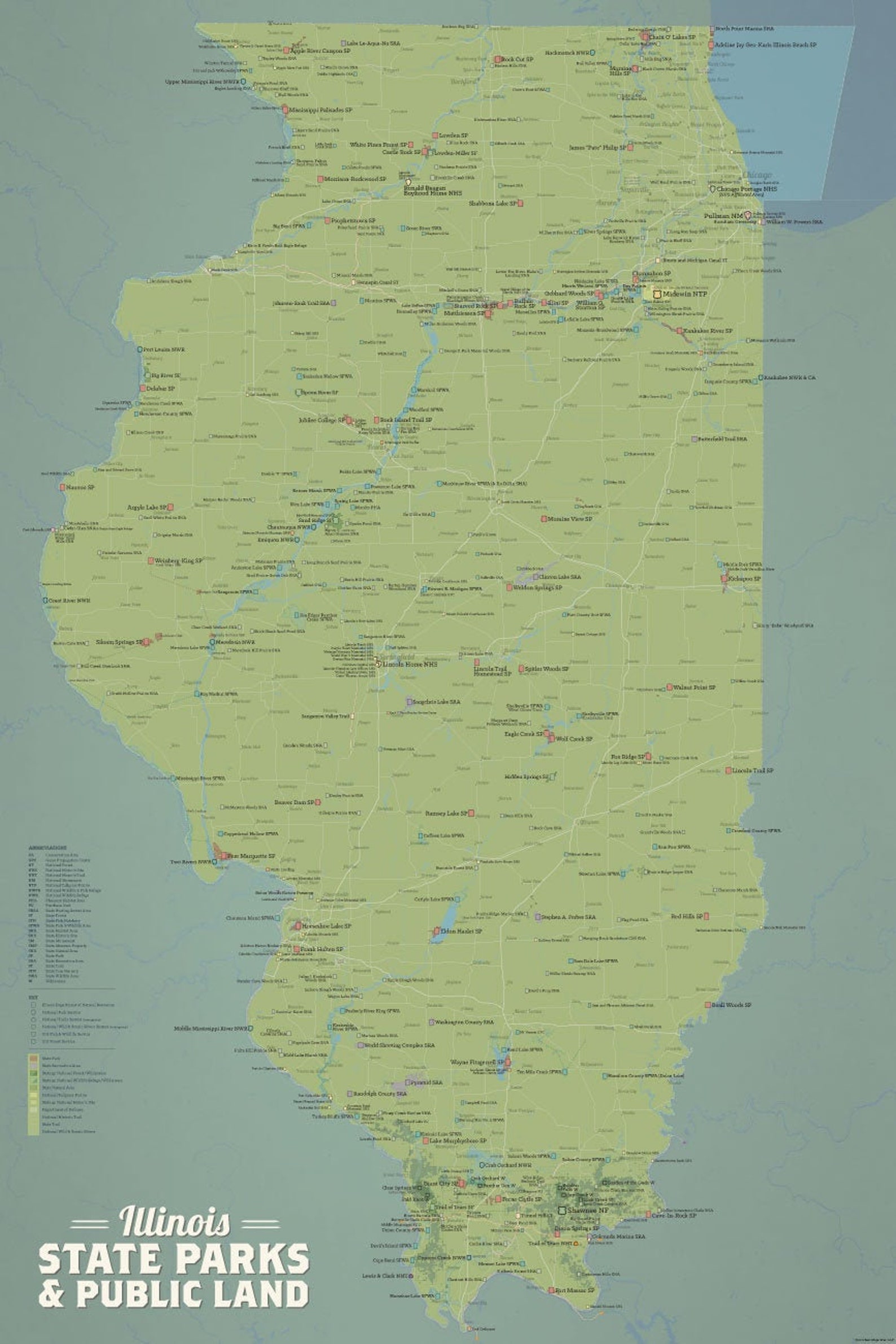 Illinois State Parks & Public Lands Map 24x36 Poster - Etsy