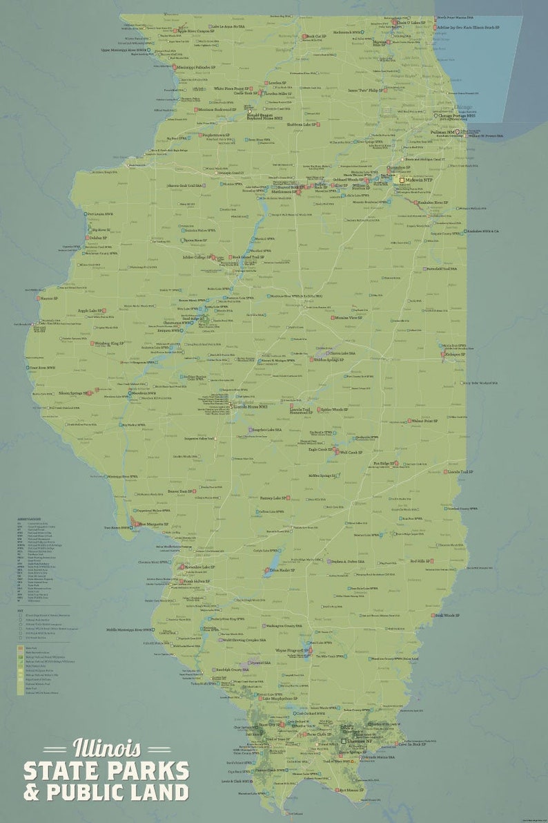 Illinois State Parks & Public Lands Map 24x36 Poster - Etsy