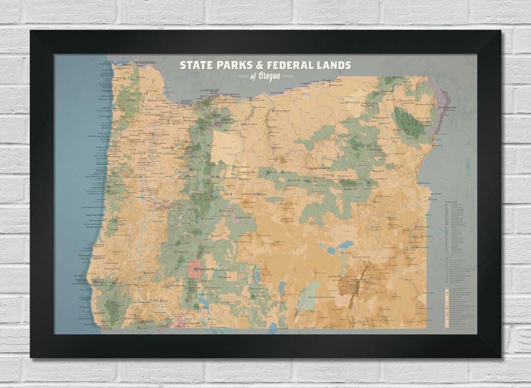 Oregon State Parks & Federal Lands Map 24x36 Poster - Etsy