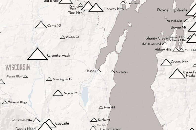 Upper Midwest Ski Resorts Map 24x36 Poster | Etsy