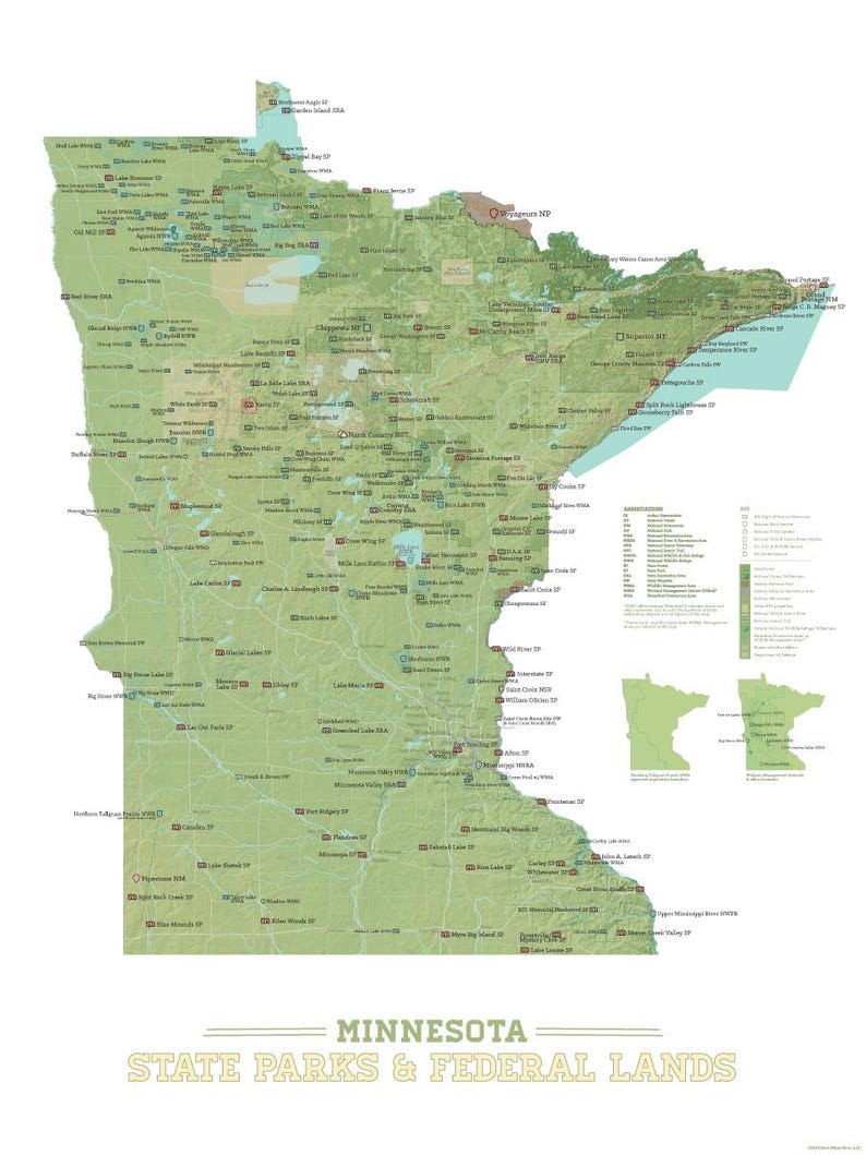 Minnesota State Parks & Federal Lands Map 18x24 Poster - Etsy