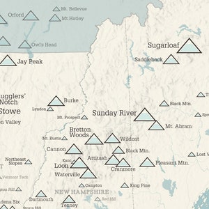 Northeast Ski Resorts Map 24x36 Poster - Etsy