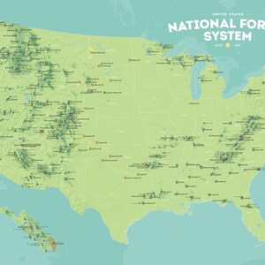 US National Forest System Map 24x36 Poster - Etsy