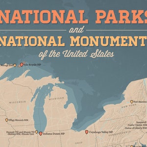 US National Parks & Monuments Map 18x24 Poster - Etsy