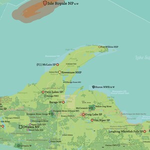 Michigan State Parks & Public Lands Map 24x36 Poster - Etsy