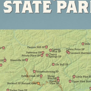 Pennsylvania State Parks Map 18x24 Poster - Etsy