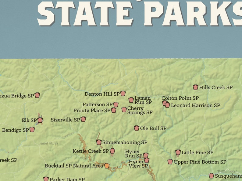 Pennsylvania State Parks Map 18x24 Poster | Etsy