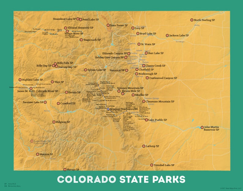 Colorado State Parks Map 11x14 Print - Etsy