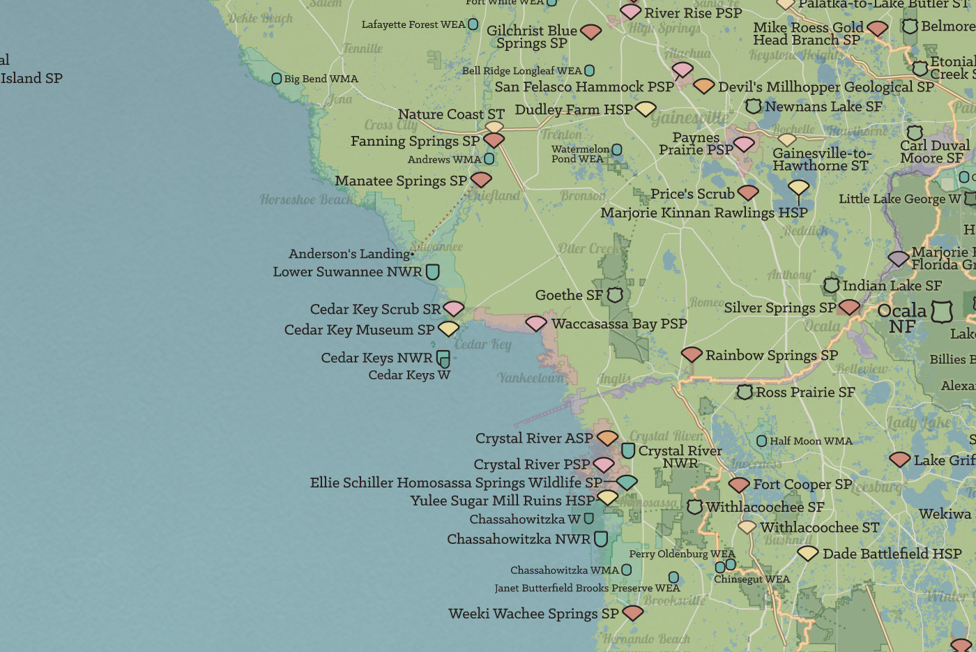 Florida State Parks & Federal Lands Map 24x36 Poster | Etsy