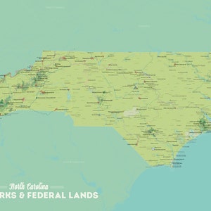 North Carolina State Parks & Federal Land Map 24x36 Poster - Etsy