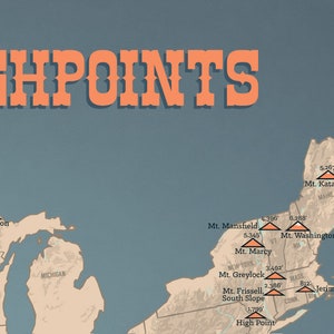 State Highpoints Map 11x14 Print - Etsy
