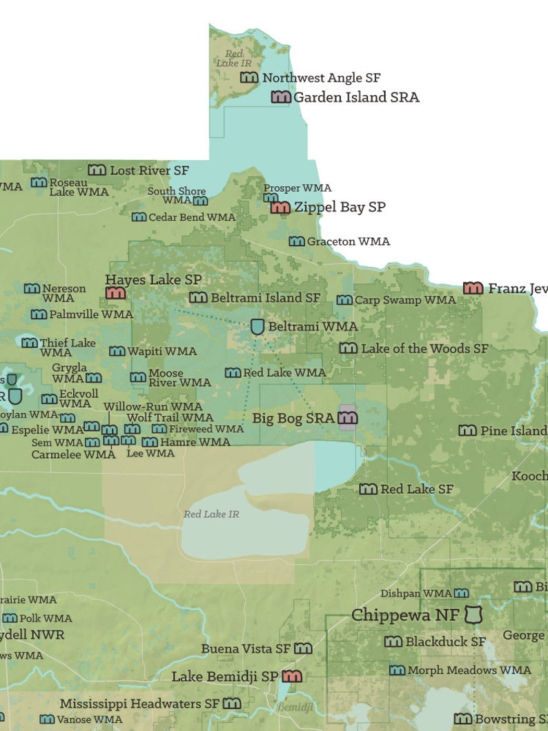 Minnesota State Parks & Federal Lands Map 18x24 Poster | Etsy