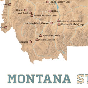 Montana State Parks Map 11x14 Print - Etsy