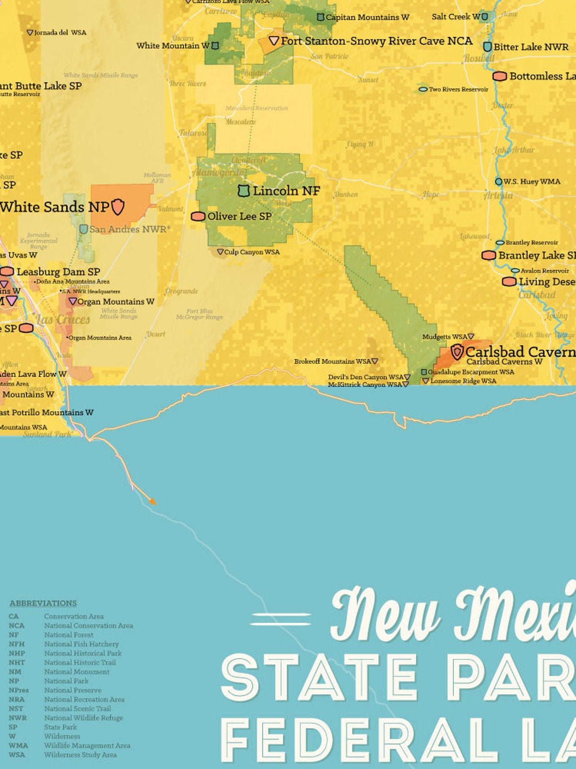 New Mexico State Parks & Federal Lands Map 18x24 Poster - Etsy