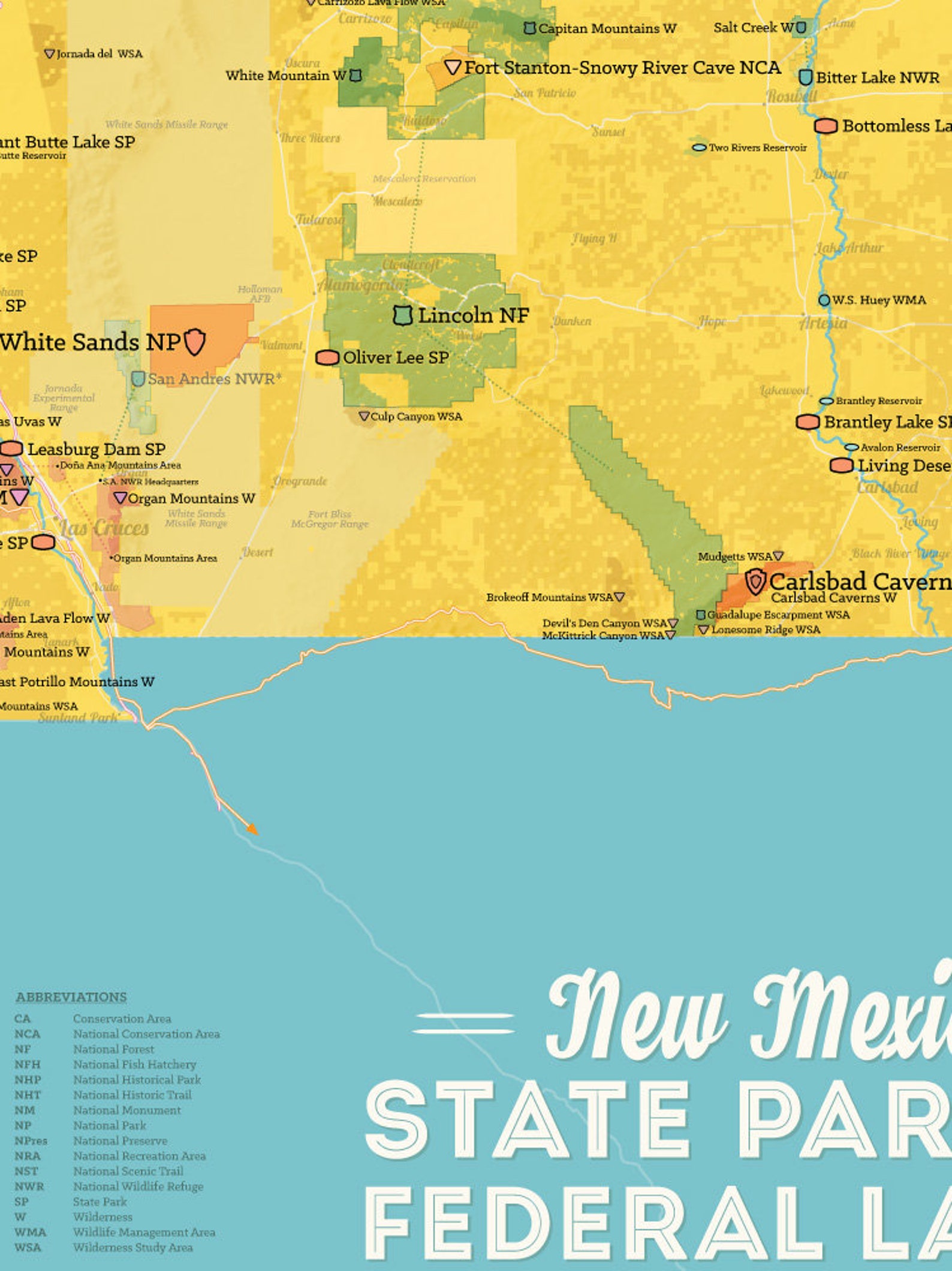 New Mexico State Parks & Federal Lands Map 18x24 Poster - Etsy