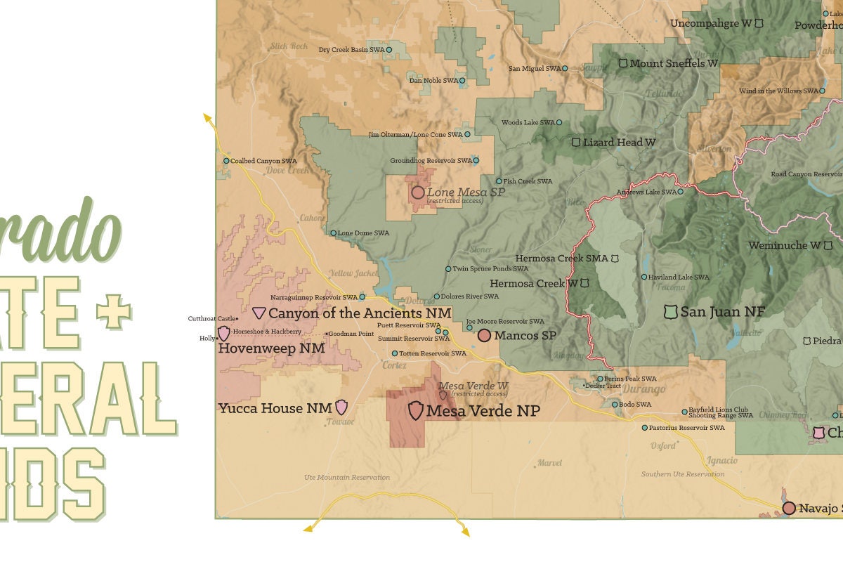 Colorado State Parks & Federal Lands Map 24x36 Poster | Etsy
