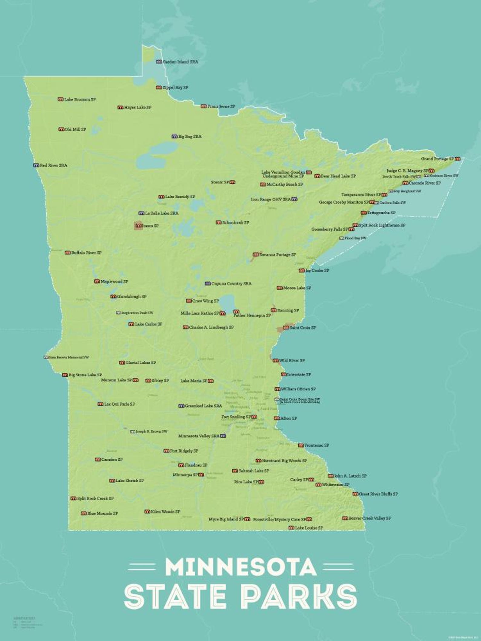 Minnesota State Parks Map 18x24 Poster - Etsy