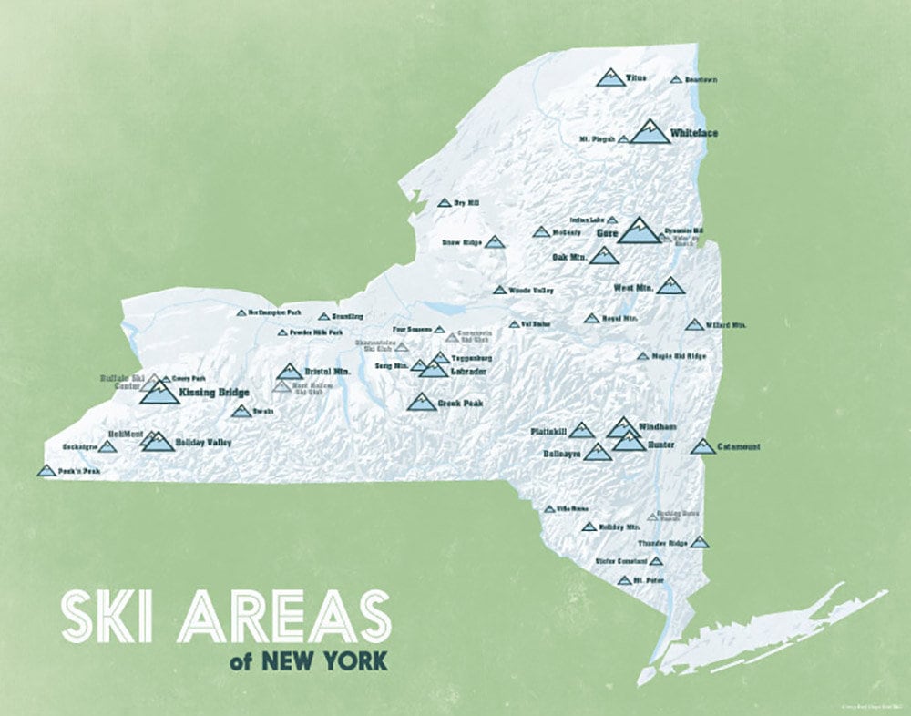 New York Ski Resorts Map 11x14 Print - Etsy