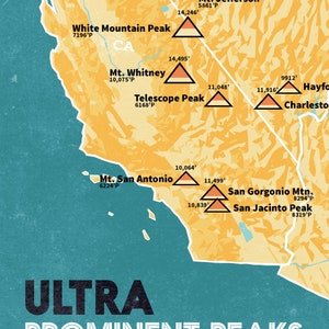 Ultra Prominent Peaks Map 11x14 Print - 48 States - Etsy